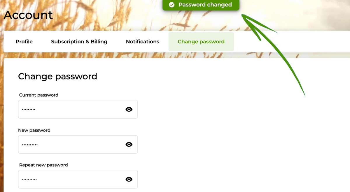 Changing your password – Arvorum - Help Center