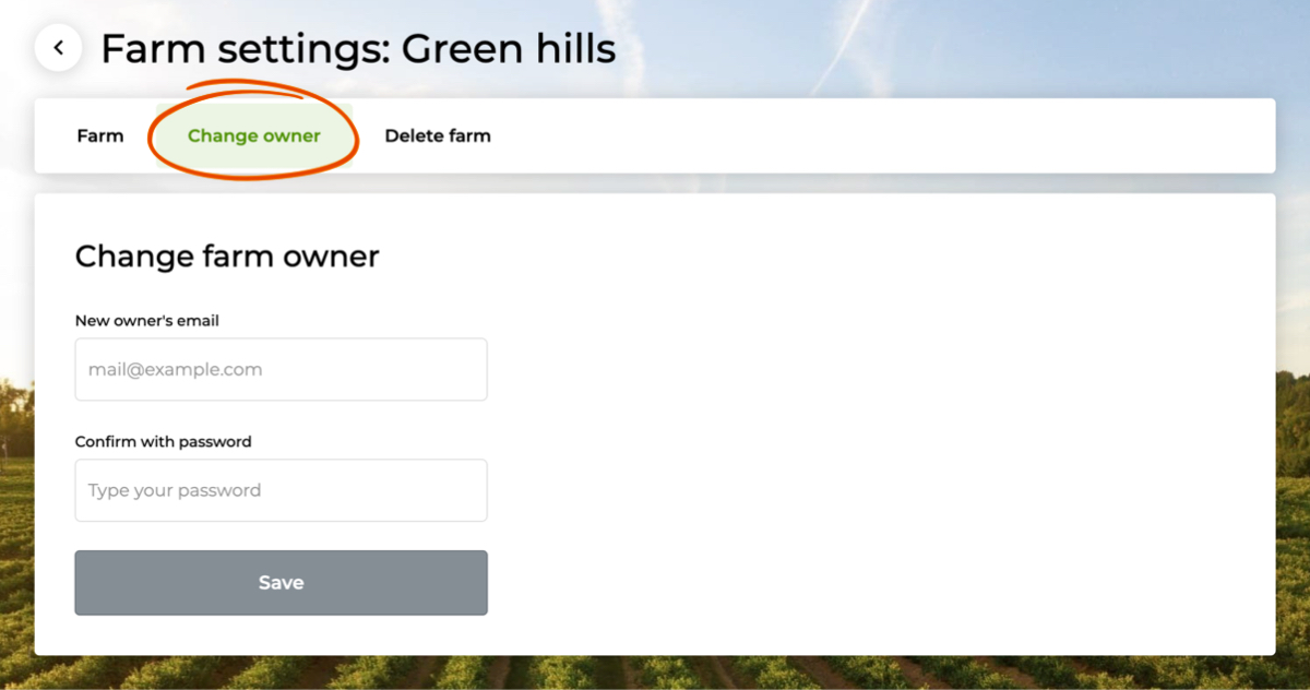 Changing the farm owner – Arvorum - Help Center