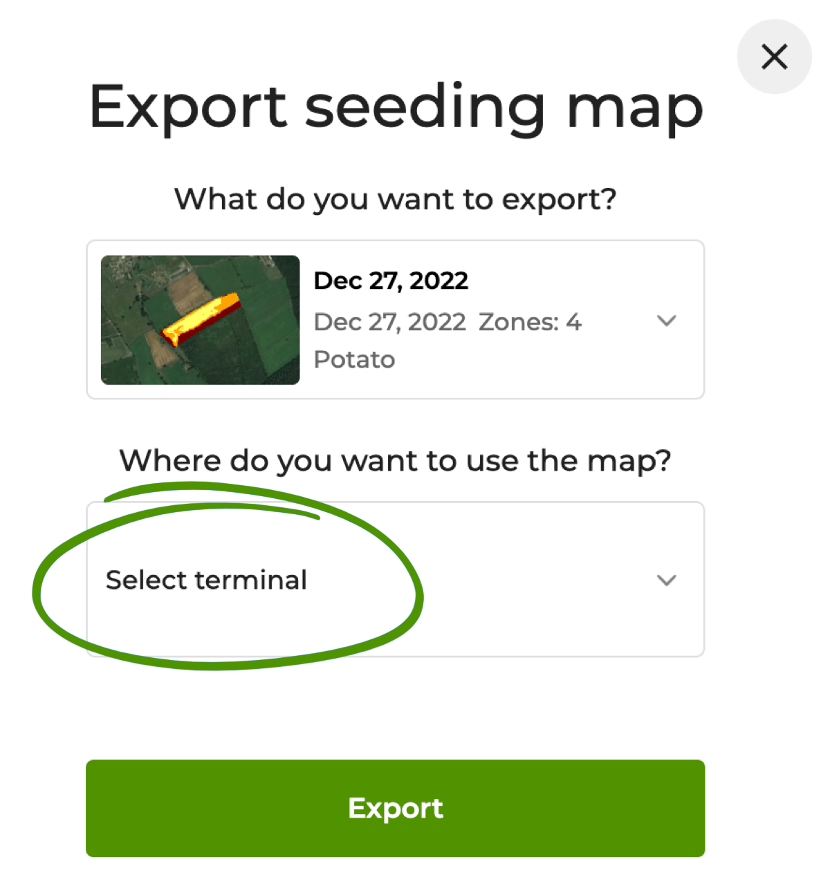 Exporting application maps to a terminal – Arvorum - Help Center